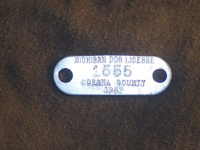 Vintage Dog License Tax Tag Oceana County Michigan MI 1957 #1555 db21 ...