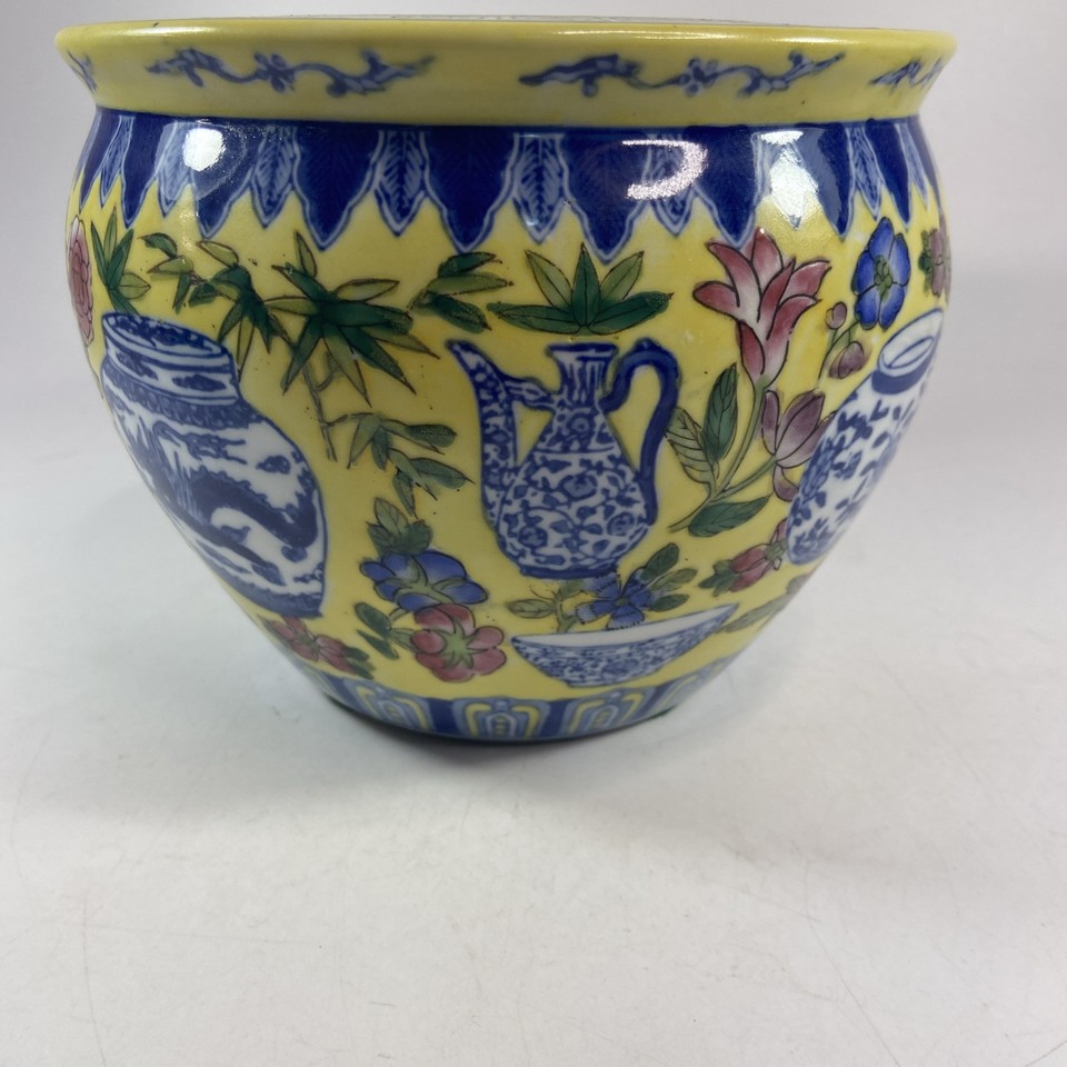 VTG Andrea By Sadek Chinese Chinoiserie Koi Pot Garden Planter Cachepot ...