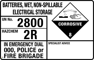 Batteries, Wet, Non-Spillable Electrical Storage - Transport Sign (EIP ...