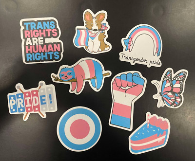 9 LGBTQIA+ Transgender Pride Flag Vinyl Decal Stickers Small Waterproof ...