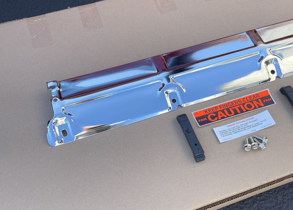 CHROME 68-77 Chevelle Radiator Top Panel Support repro + 2 decals ...