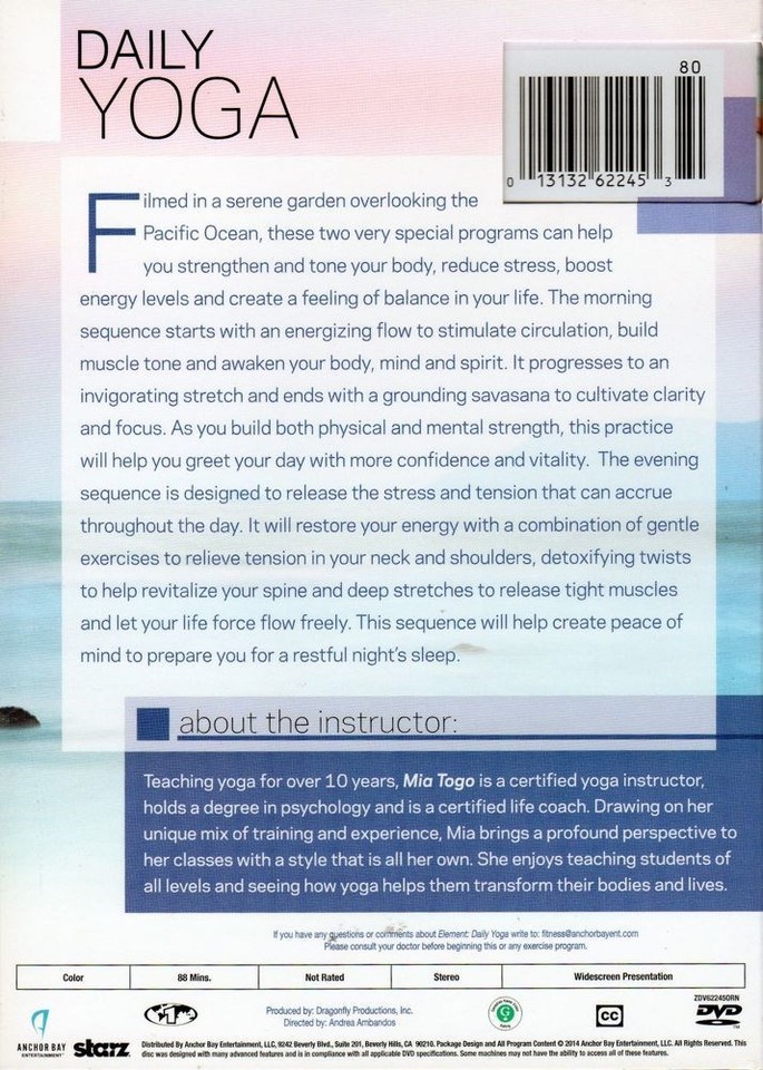 ELEMENT DAILY YOGA 2 WORKOUTS DVD EXERCISE FITNESS NEW SEALED ...