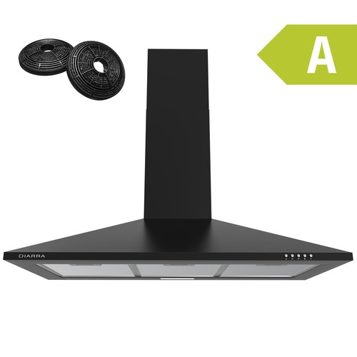 CIARRA 90cm Cooker Hood Black Chimney Hood Extractor Hood with Carbon ...