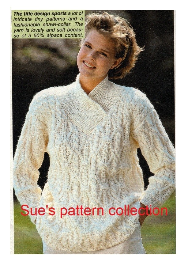 Ladies sweater knitting pattern cable pattern, jumper, pullover ...