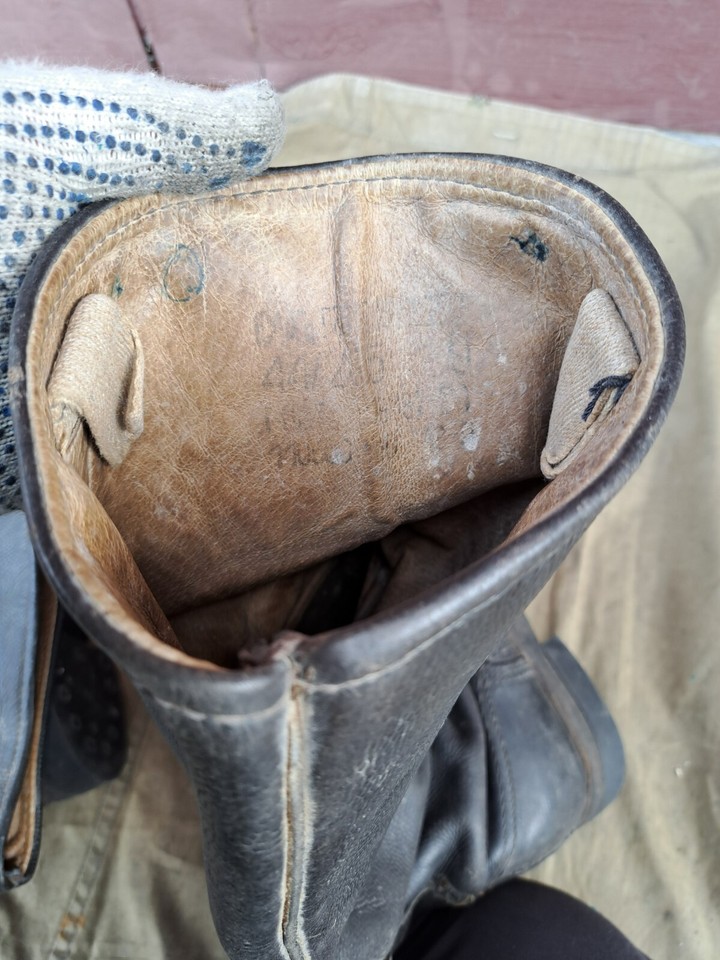 Soviet russian calfskin officer army boots rubber sole size 44 У narrow ...