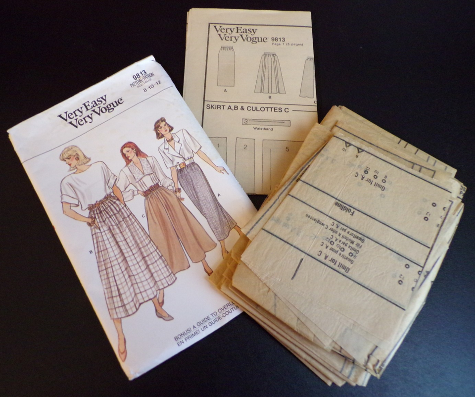 Vogue Sewing Pattern 9813 Misses Skirt and Culottes Variations Size 8 ...