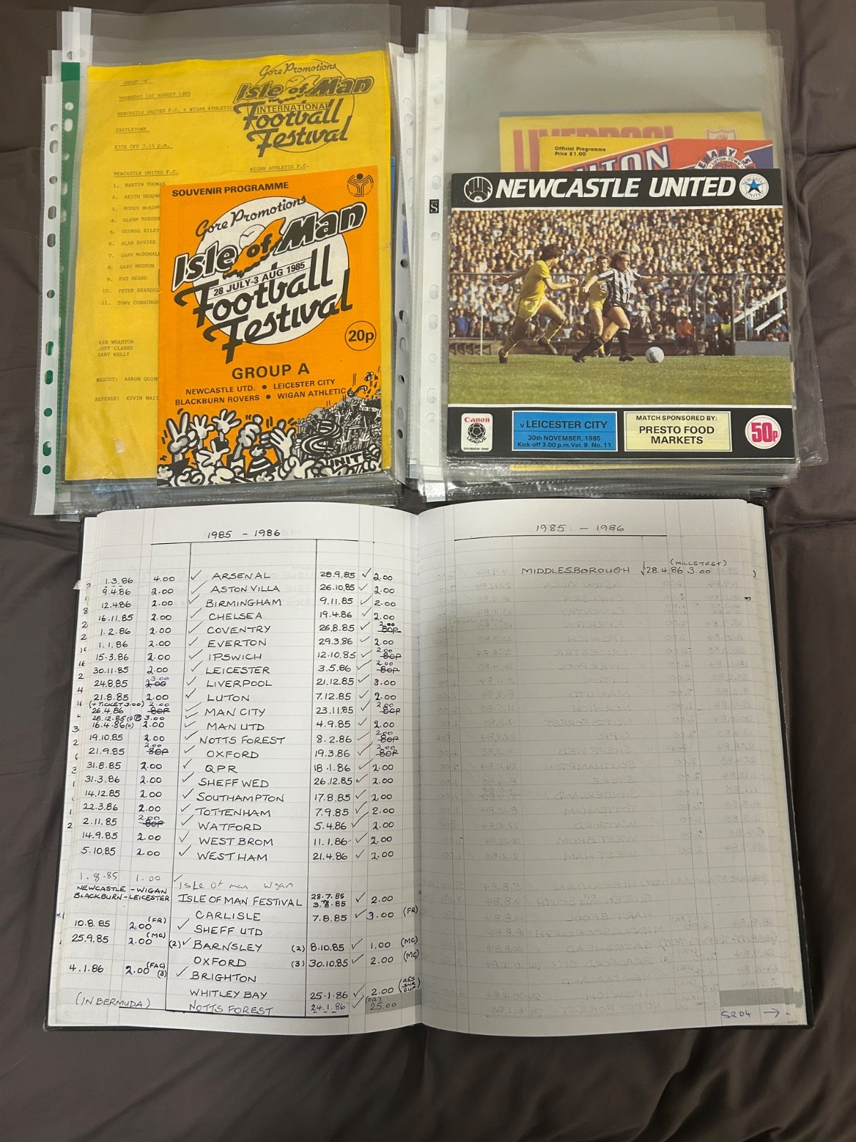 complete season of newcastle united football programmes 1985-1986 ...