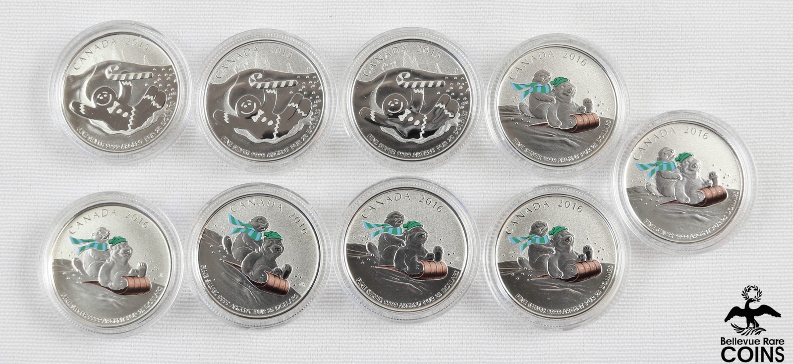 Lot of 9: 2015-2016 Canada .9999 Fine Silver 1/4oz Coins Gingerbread ...