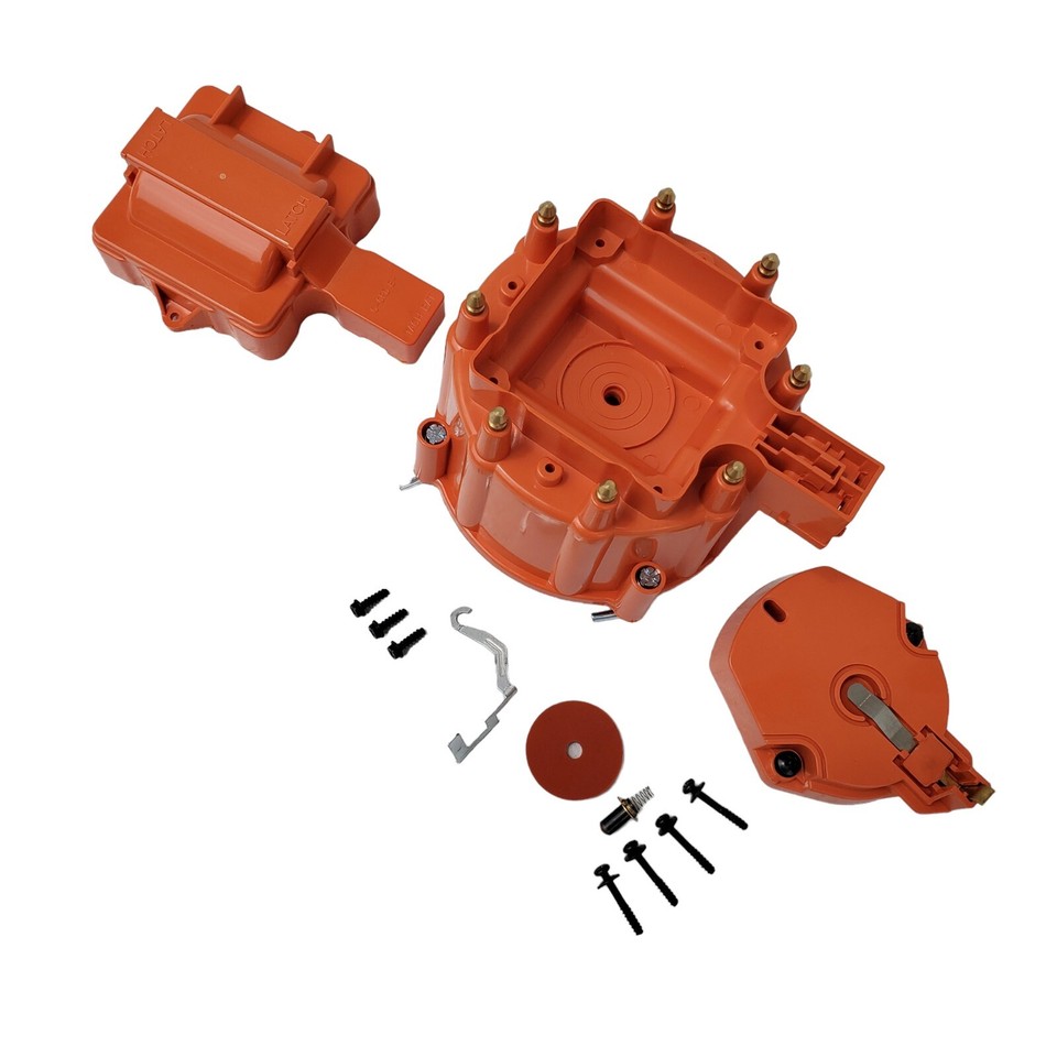 Chevy GM Orange HEI Large Distributor Cap Rotor Kit SBC BBC 305 327 350 ...