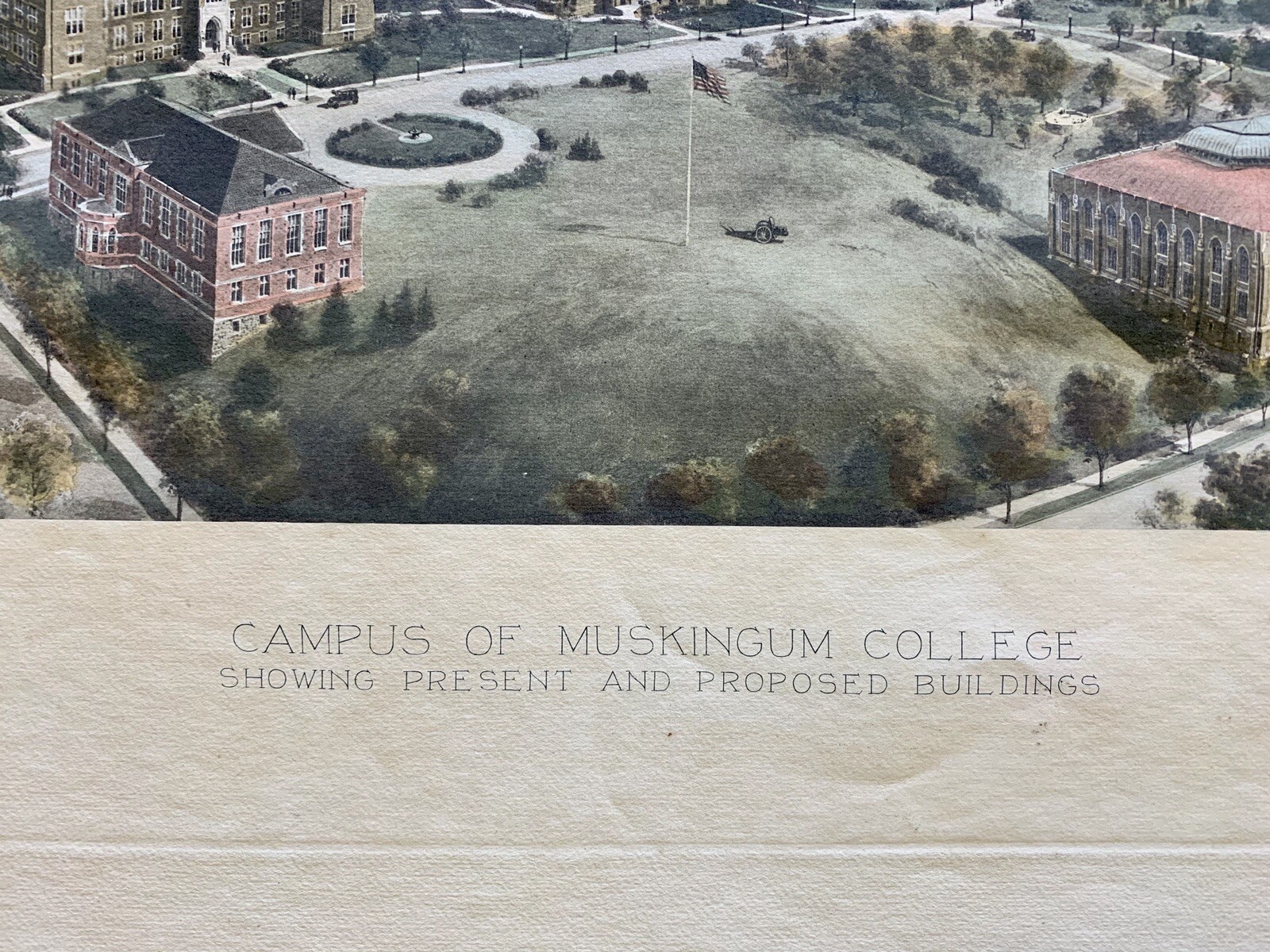Muskingum College - 38”x 26” Hand-Tinted Engraved Print by Richard ...