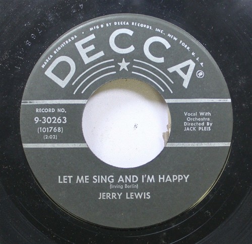 50'S Unplayed Stock 45 Jerry Lewis - Let Me Sing And I'M Happy / It All ...