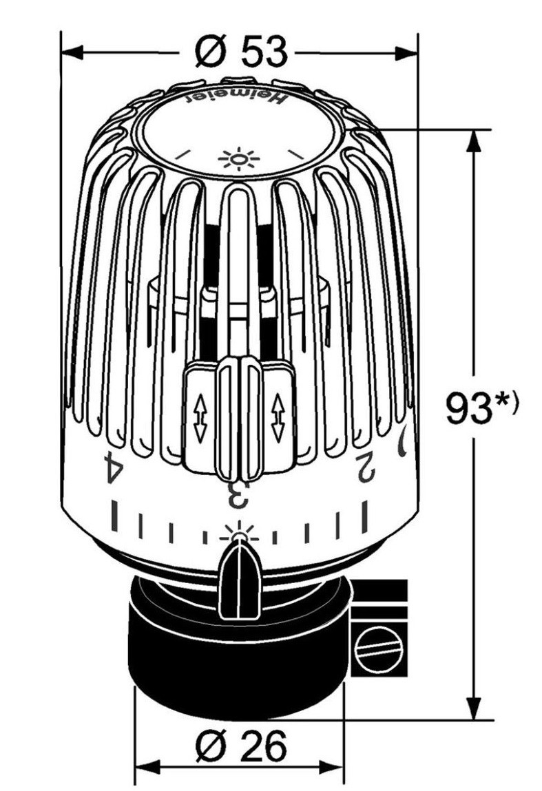 Heimeier Thermostatkopf K Danfoss RAVL Thermostatventil Ø 26 mm 9700-24 ...