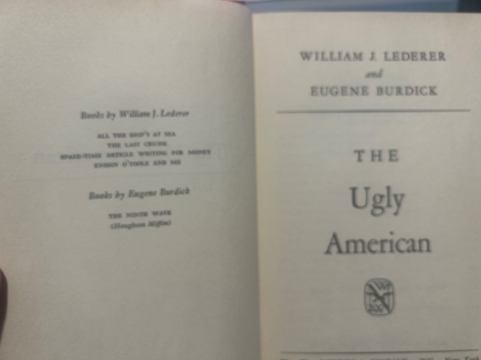 THE UGLY AMERICAN VINTAGE 1958 FIRST EDITION WILLIAM LEDERER | eBay