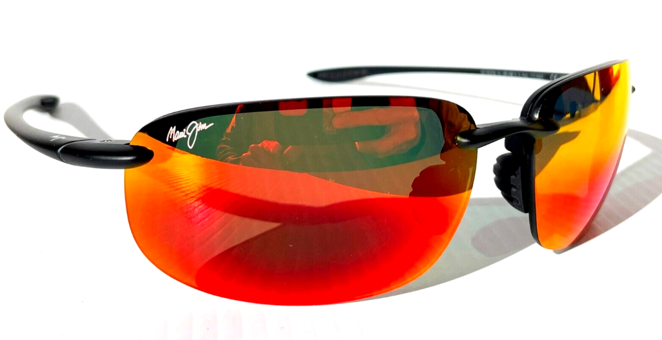 NEW Maui Jim HOOKIPA XL Matte Black POLARIZED Lava Ruby Lens Sunglass ...