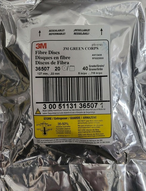 3M 36507 – Green Corps Fibre Disc 40 grade – 5 inch (20 Pack) for sale ...