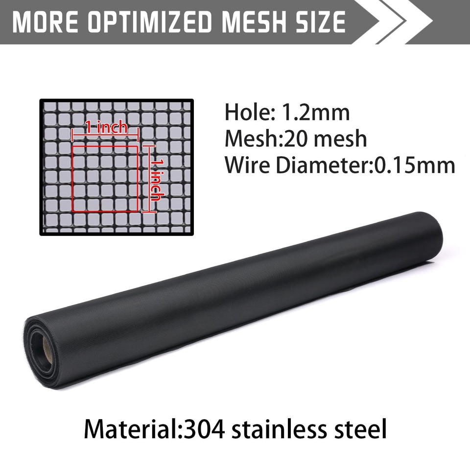 304 Black Stainless Steel Robust & Shielding Window Screen Replacement ...