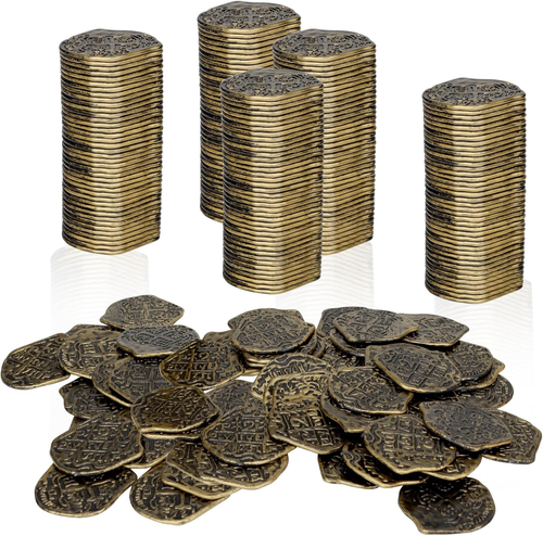100 PCS Pirate Bronze Coins Plastic Play Treasure Coins Pirate Treasure ...