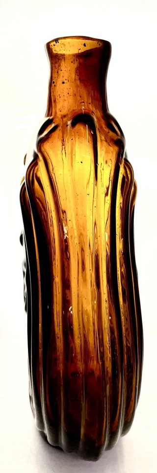 VERY NICE Amber Open PONTIL SCROLL FLASK PINT 1850'S ERA Very CLEAN | eBay