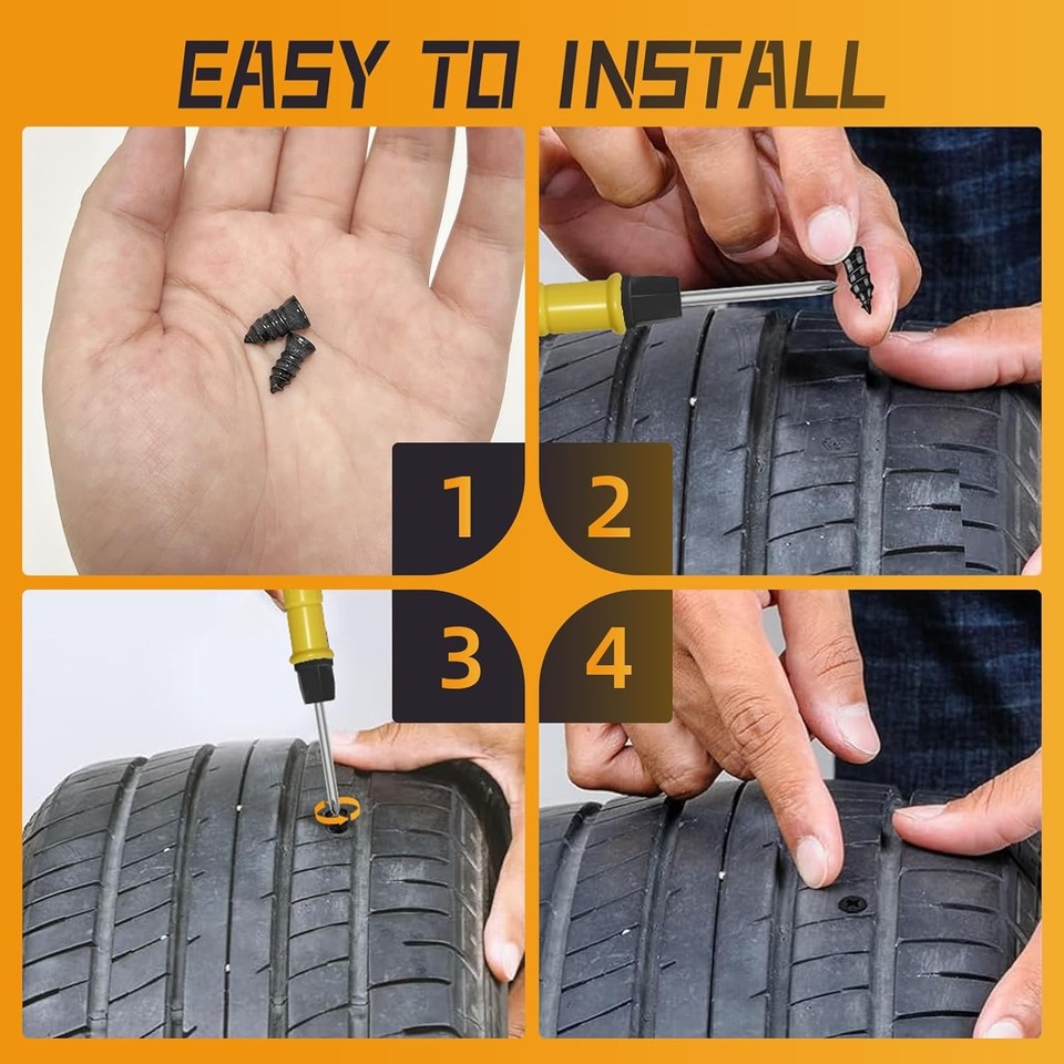 60pcs Tire Plugs Kit Tire Repair Rubber Nails Self-Service Vacuum Tyre ...