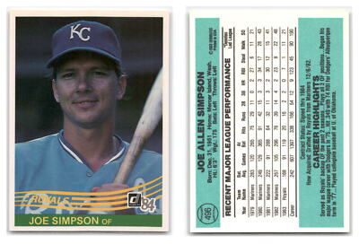 1984 Donruss #496 Joe Simpson - Kansas City Royals | eBay