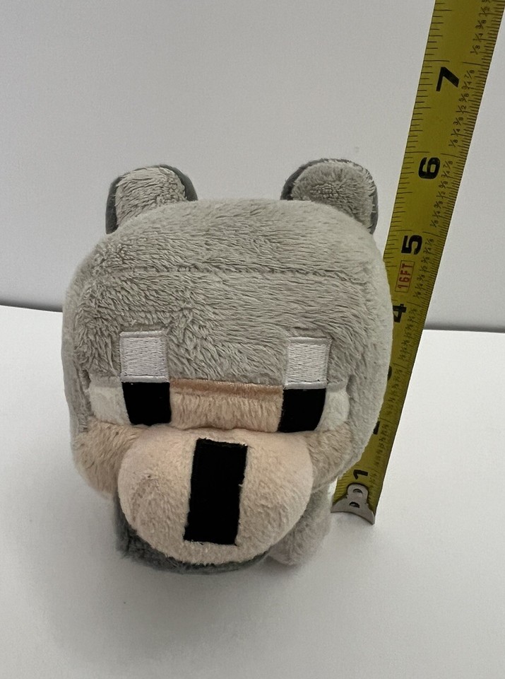 Mojang Jinx Minecraft Gray Baby Wolf Dog 7.5" Plush Toy 2017 Red Collar ...
