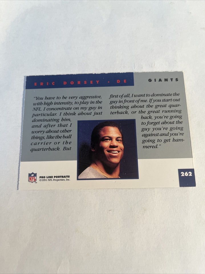 1991 NFL Pro Line Portraits Eric Dorsey New York Giants Notre Dame ...