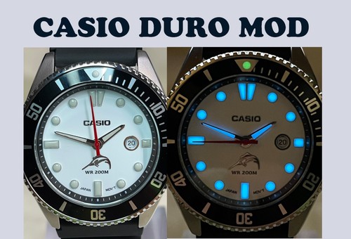NEW Watch Casio Duro MDV-106- BEST MOD White Dial Blue Lume Markers ...