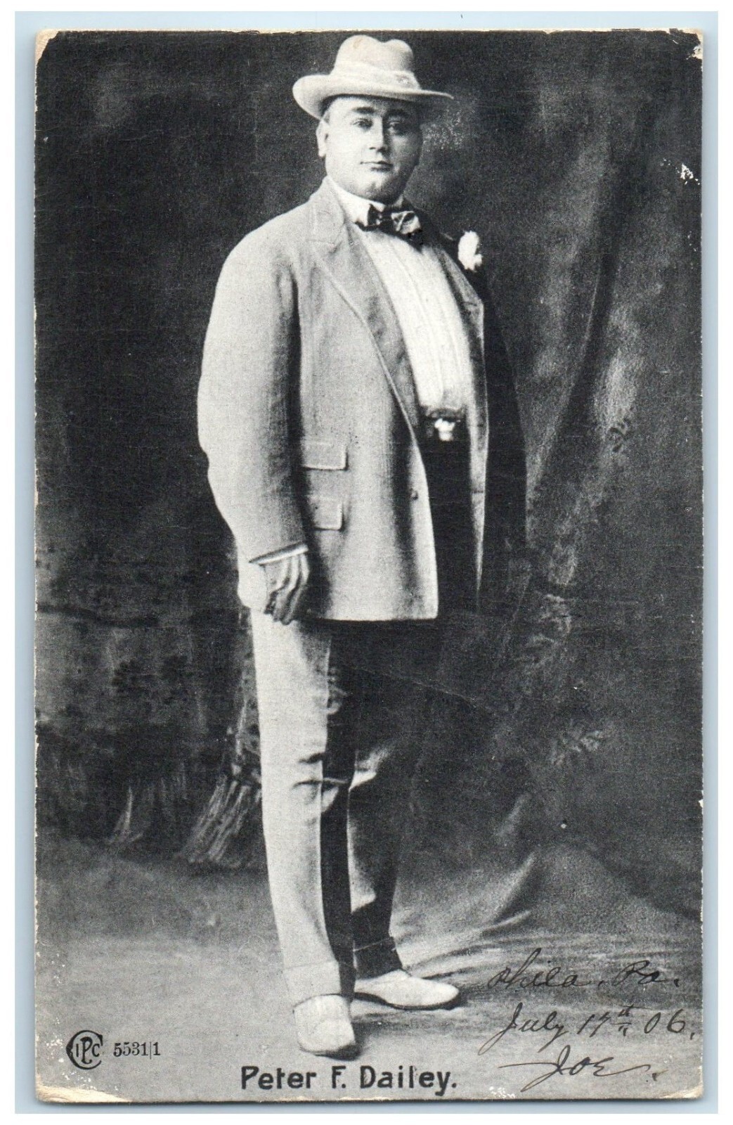 1906 Peter F. Dailey Comedian Singer Studio Portrait Philadelphia PA ...
