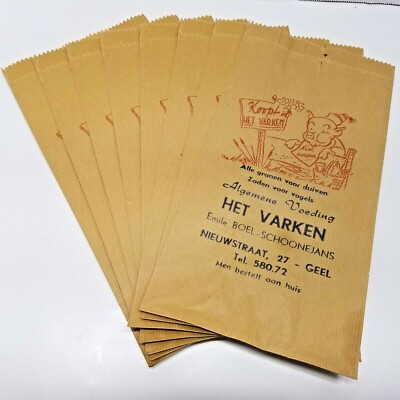 8 Dutch Het Varken Geel Belgium Bird Seed Paper Bags Pig Going to ...