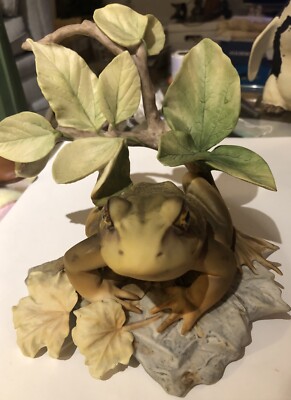 Cybis Frog Branch Leaves on Rock Porcelain Figurine 6.5x5x6" Vintage ...