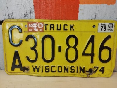 Vintage Wisconsin Truck License Plate 1979 Yellow | eBay