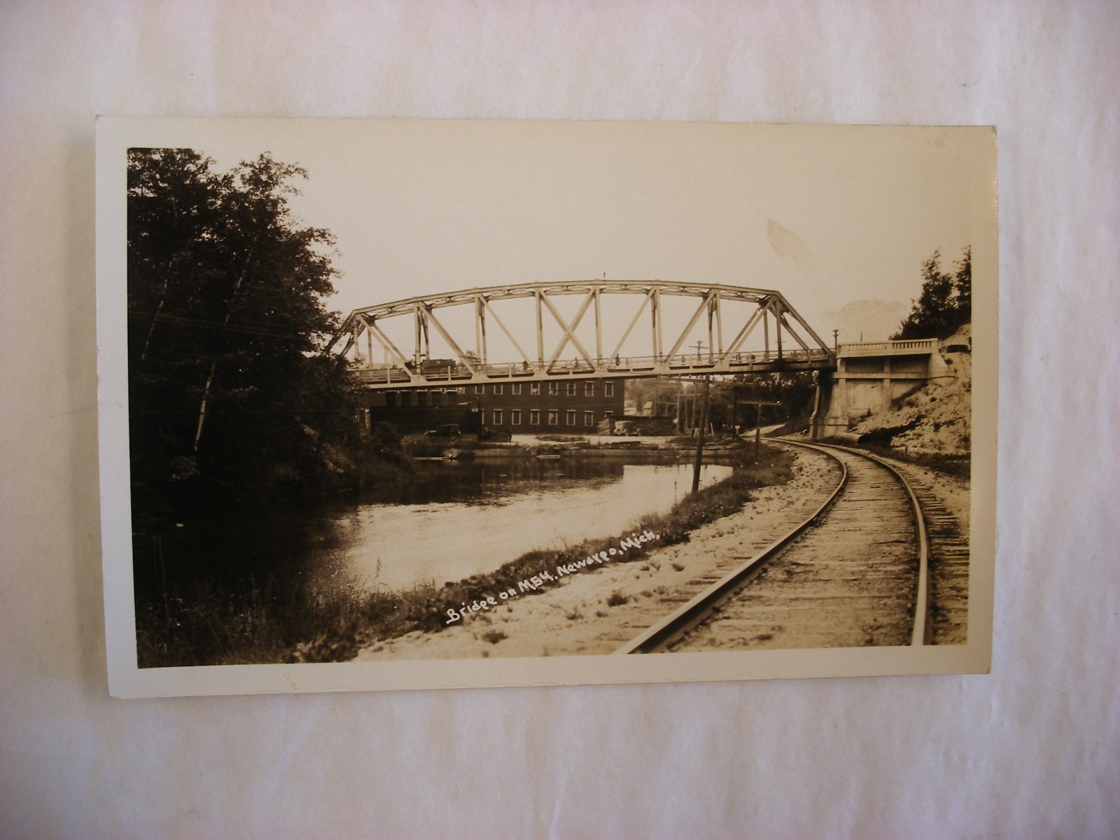 Real Photo Postcard RPPC Railroad Bridge Newaygo Michigan MI #2053 | eBay