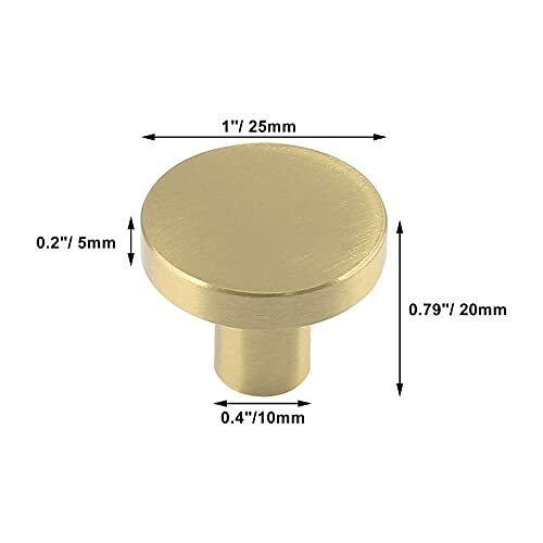 2 Pack 1 inch Cabinet Knobs with Mounting Screws Solid Brass Drawer ...