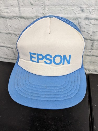 Epson Baseball Cap Hat Blue White Adjustable SnapBack Vintage #11 | eBay