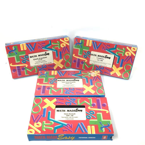 VTG Math Made Easy 4 VHS Tapes Word Problems Fraction Homeschool Video ...