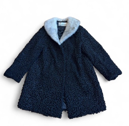 Vintage Persian Lamb Fur Coat Astrakhan Mink Collar Black L L Berger ...