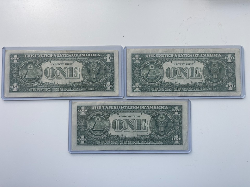 👉 Lot of 3 Fancy Serial $1 Bills – Quad 5555 Notes – Circulated ...