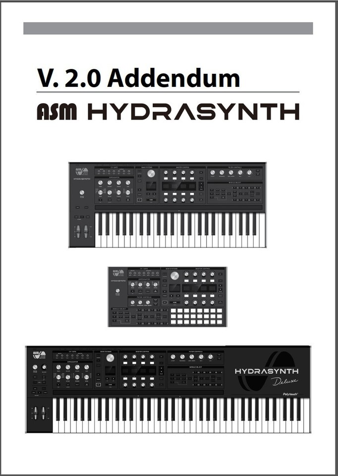 ASM Hydrasynth Version 2.0 Owners Manual: + Addendum. Grey Scale - 137 Pages | eBay