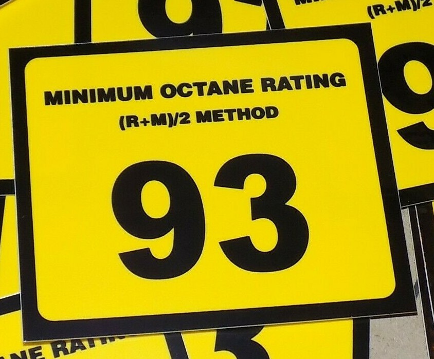 93 Octane Decal, 4-pack, Wayne, Tokheim, Gilbarco, Gas Pump Sticker ...