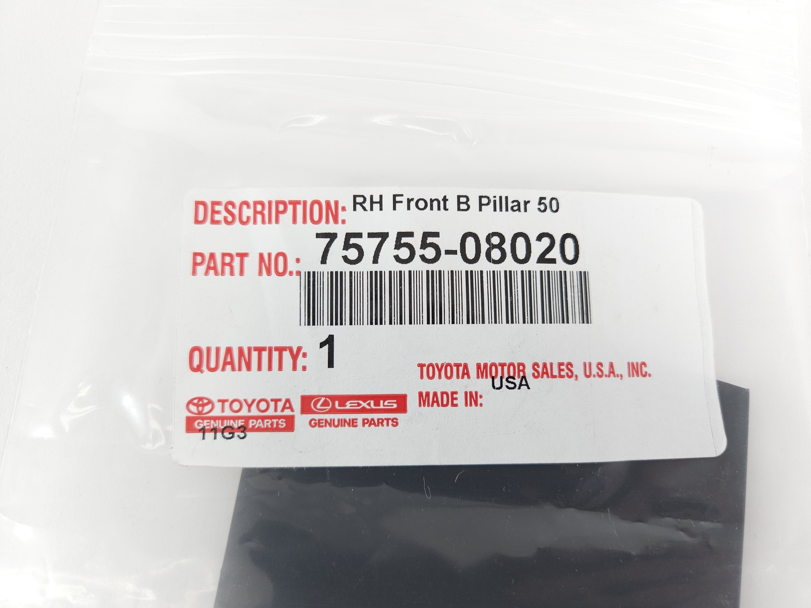 Genuine OEM Toyota 75755-08020 Passenger R Front Door B-Pillar Trim 21 ...