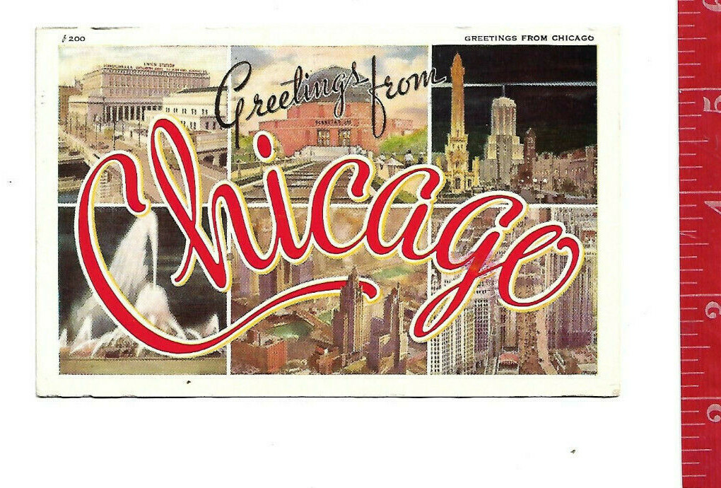 vintage 1945 Linen Large Letter Greetings from Chicago | eBay