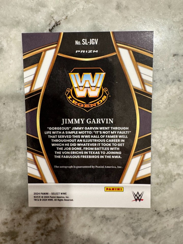 Jimmy Garvin 2024 Select WWE Legends Auto Autograph Prizm Ice Wrestling ...
