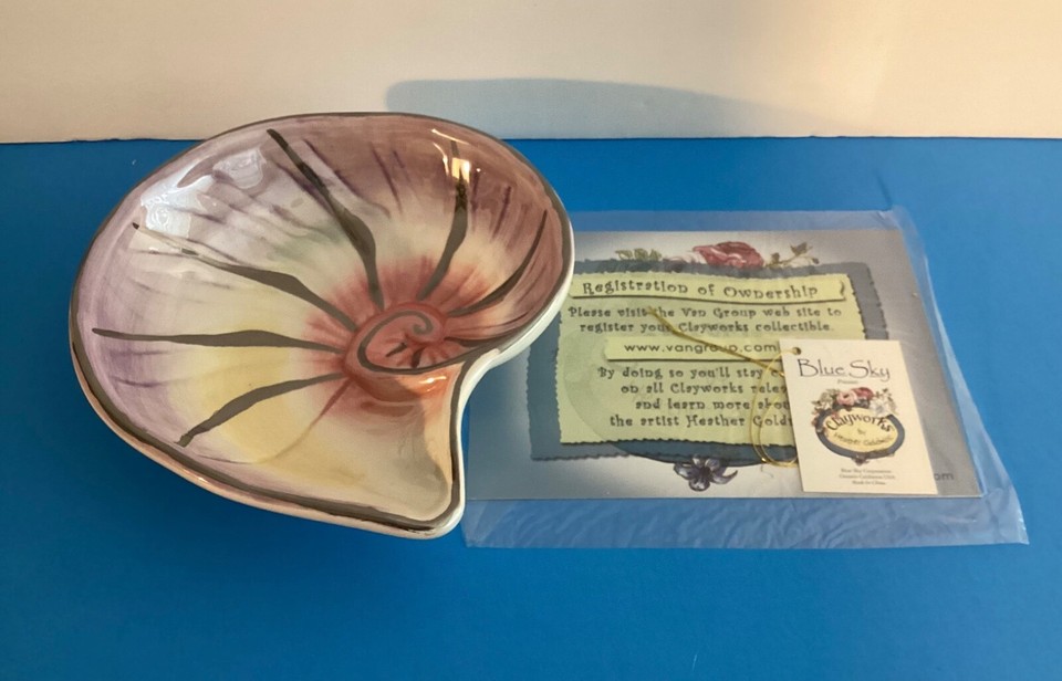 Blue Sky Clayworks Mineralogy Nautalis Shell Bowl Heather Goldminc 2008 ...