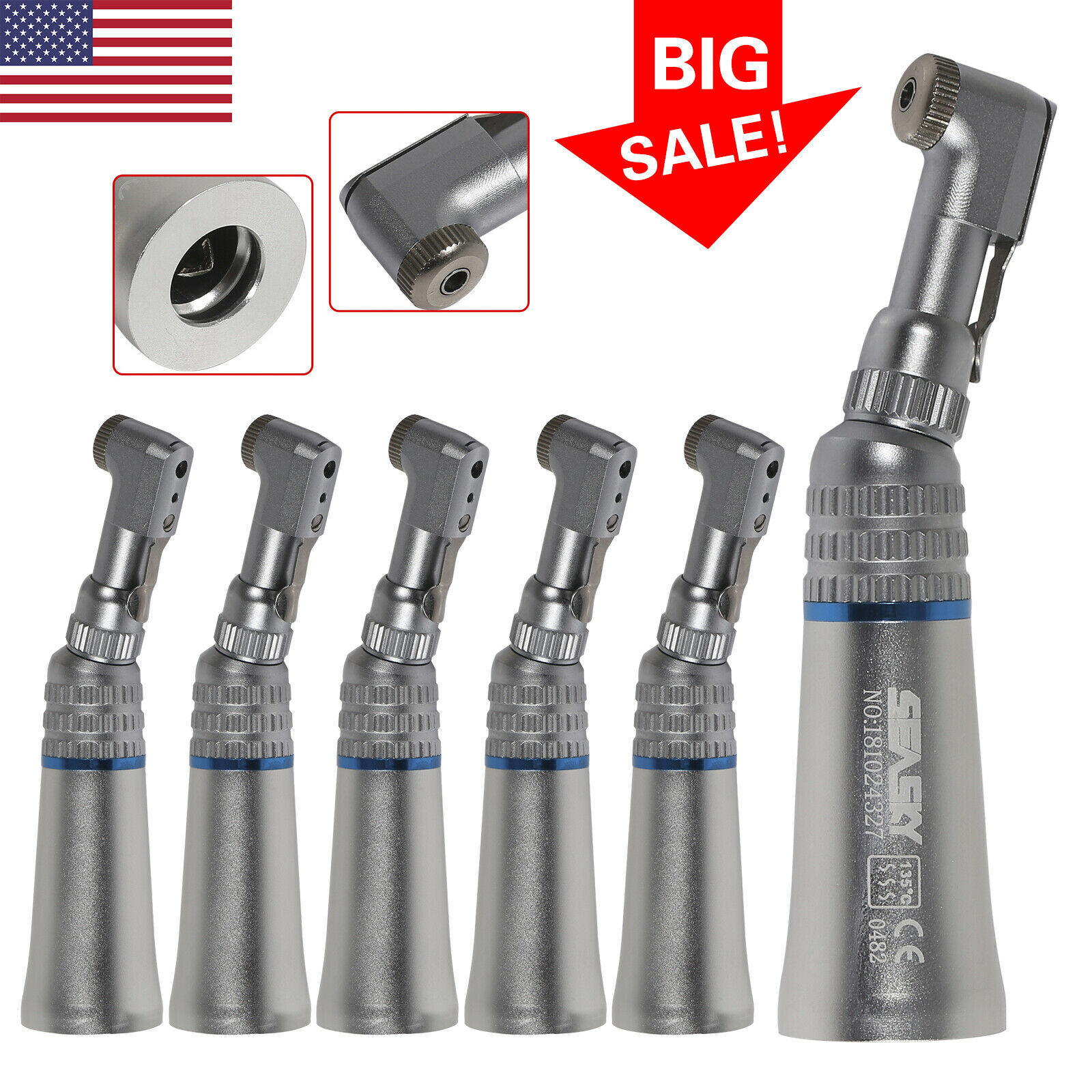 5 X Latch Burs E-TYPE Contra Angle Slow Low Speed Dental Handpiece fit ...