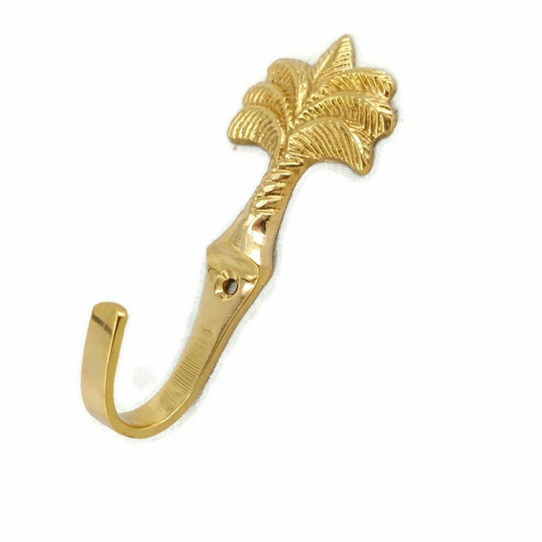 small PALM BRASS HOOK COAT WALL MOUNTED HANG TROPICAL old style hook 4 ...