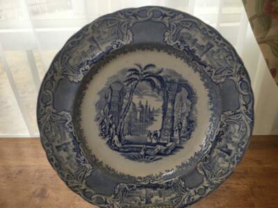 Pinder Bourne Hope KULAT Plate Blue White Transferware England c.1851 ...
