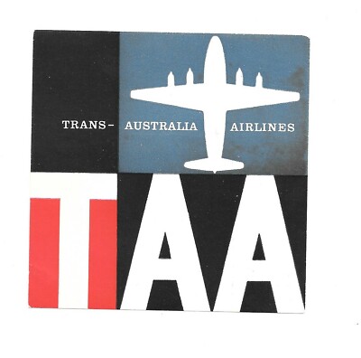 Vintage Airline Luggage Label TRANS-AUSTRALIA AIRLINES TAA square | eBay