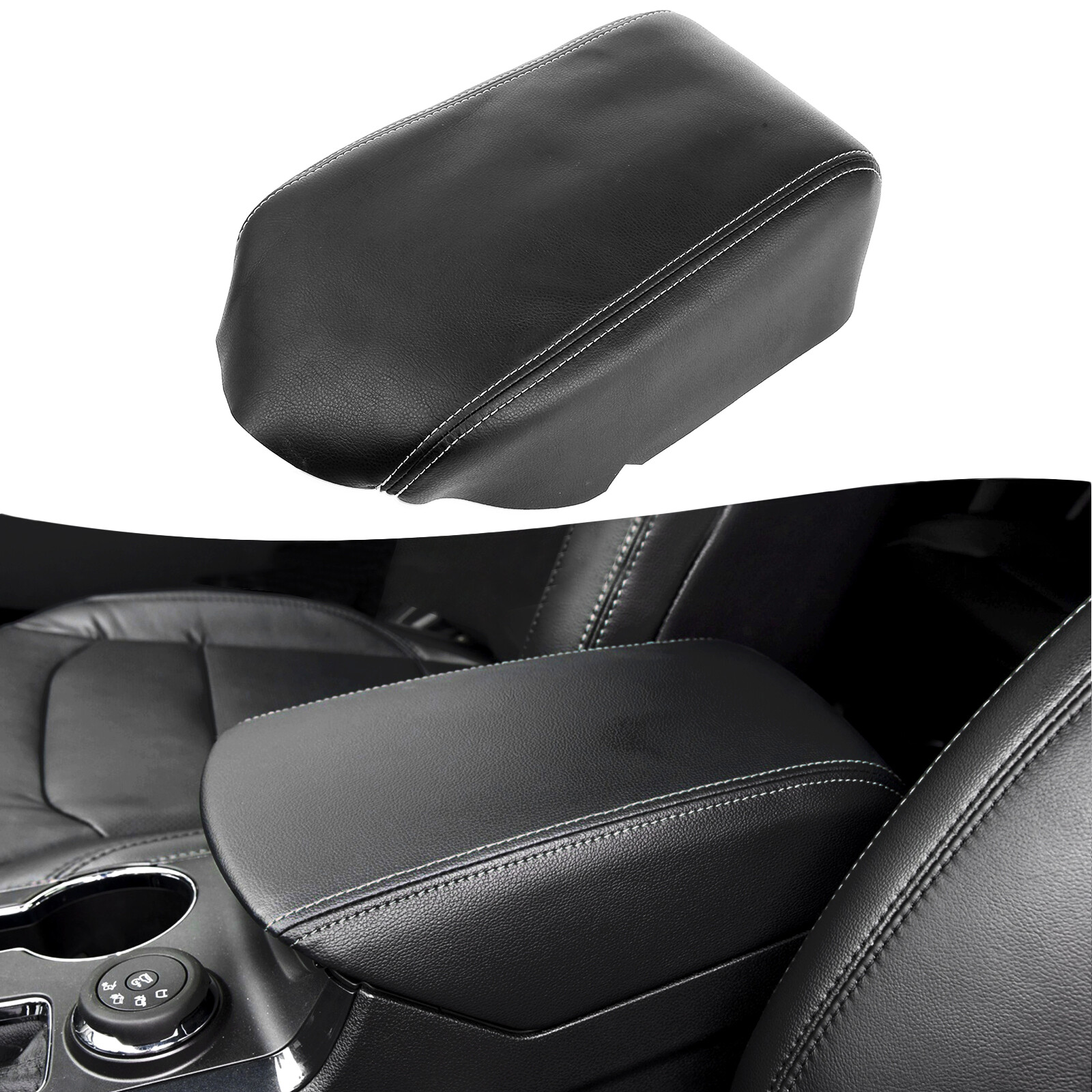 Fit Ford Explorer 2011-2019 Leather Center Console Lid Armrest Cover ...