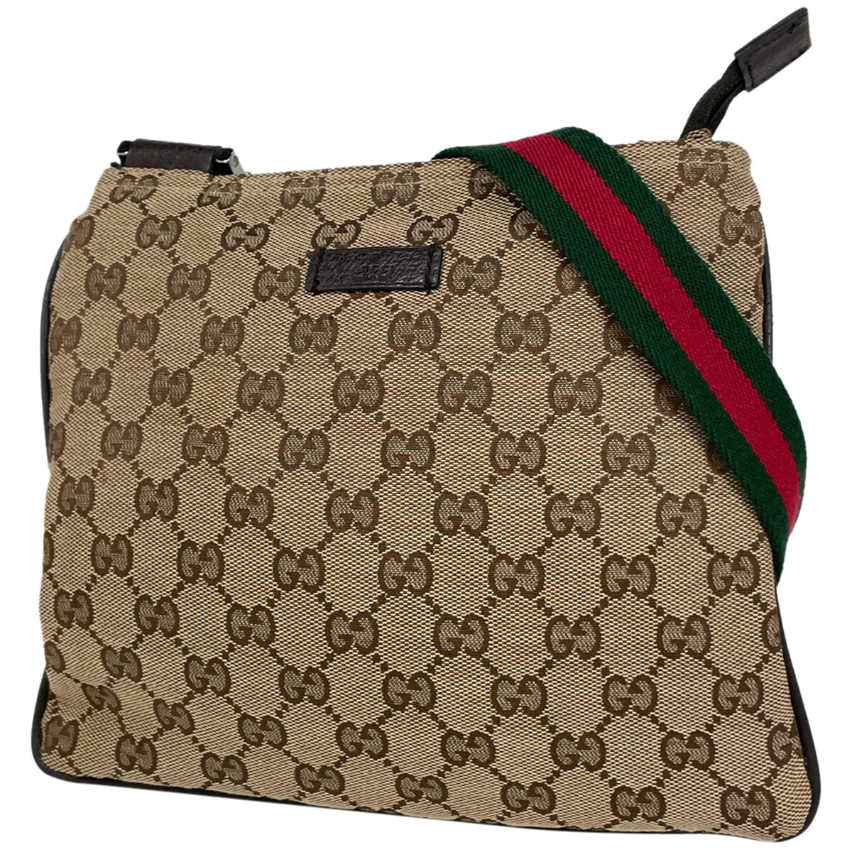 Gucci Gg Pattern Shoulder Bag Crossbody Sherry Line Web Canvas Brown ...