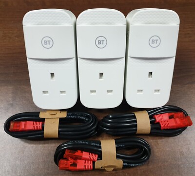 3 x BT Mini Connectors v2 VERSION 2 1000Mb GIGABIT Powerline Adapters ...